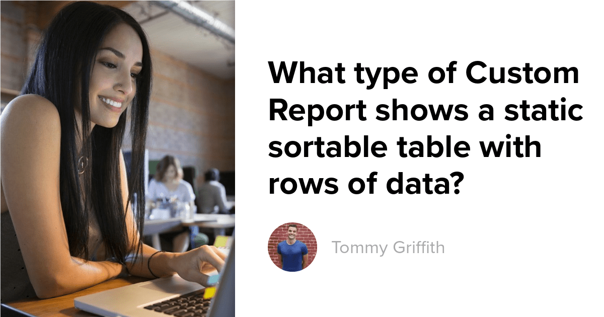 What type of Custom Report shows a static sortable table with rows of data?